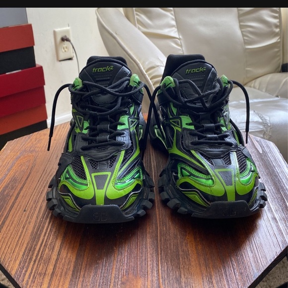 Balenciaga | Shoes | Balenciaga Black Green Track 2 Sneakers | Poshmark